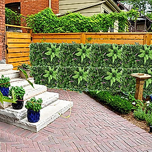 DETTELIN 40x60cm Artificial Grass Panel, Mixing Plant Green Hedge Plant Screen, Faux Hedge Green Plant Background Decorative Wall for Home Wedding Decor