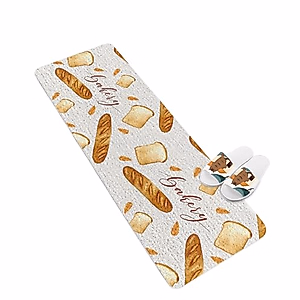 Briskdecor Dessert Baking Tile Bread Baguette PVC Loofah Shower Mat 40x16 inch, Non Slip Comfortable Bathtub Mat Quick Drying Bath Mat with Drain for Tub, Shower, Bathroom