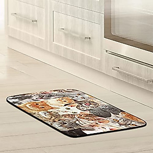 Kitchen Mat Cute Kitty Cat Kitchen Floor Mat Cushioned Anti-Fatigue Kitchen Rug 3D Cat Non-Slip Kitchen Rugs and Mats Comfort Mat for Kitchen, Floor Home, Office, Sink, Laundry