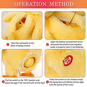 AOSUYOU Animal Toy Chicken Laying Egg Electric Plush Crazy Chicken Crazy with Sound Music