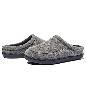 NewDenBer Men's Cozy Memory Foam Slippers Soft Felt Wool Slip on Indoor Outdoor Clog House Shoes (10-10.5 D(M) US, Grey)