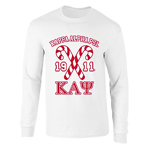 Kappa Alpha Psi Fraternity Canes Graphic Print Long Sleeve T Shirt White Large Regular