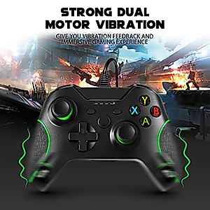Zamia Wired Controller for Xbox One, Black Gamepad Joystick Controller for Xbox One/Series X/S/PC Windows with 3.5mm Audio Jack