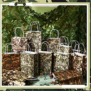 24 Pack Camo Gift Bags Camouflage Birthday Party Favor Bags Goodie Bags Camouflage Themed Treat Candy Bags for Kids Boys Girls Baby Shower Birthday Party Supplies Favors (Classic Style)