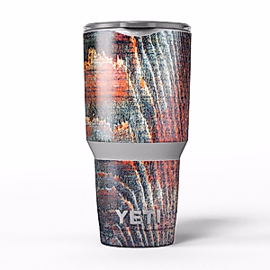 Design Skinz Grungy Orange and Teal Dyed Wood Surface - Skin Decal Vinyl Wrap Kit Compatible with The Yeti Rambler Cooler Tumbler Cups
