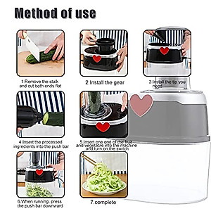 Vegetable Slicer 4 in 1 Electric Cheese Grater Stainless Steel Vegetable Shredder in Kitchen Tools,Black…