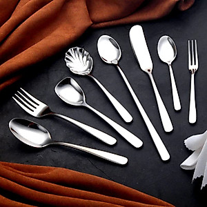 Csinos 304 Stainless Steel Spoon Shell Shape Flatware Spoon Dessert Spoon Set of 6