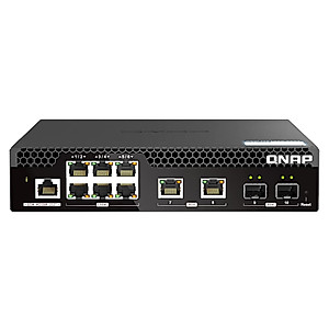 QNAP 10-Port 10GbE Half-Width Rackmount Layer 2 Managed Switch with 2 x 10GbE SFP+, 2 x 10NBASE-T RJ45, and 6 x 2.5GbE RJ45 Ports (QSW-M2106R-2S2T-US)