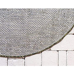 Unique Loom Outdoor Traditional Collection Area Rug - Timeworn (4' 1" Round, Green/ Gray)