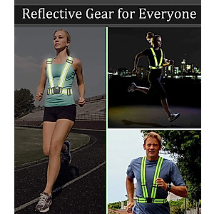 Famnosta Running Reflective Vest Gear 3 Pack Adjustable Safety Vest for Women Men High Visible Reflective Straps Vest for Running Cycling Motorcycling (Green,Black,Purple)