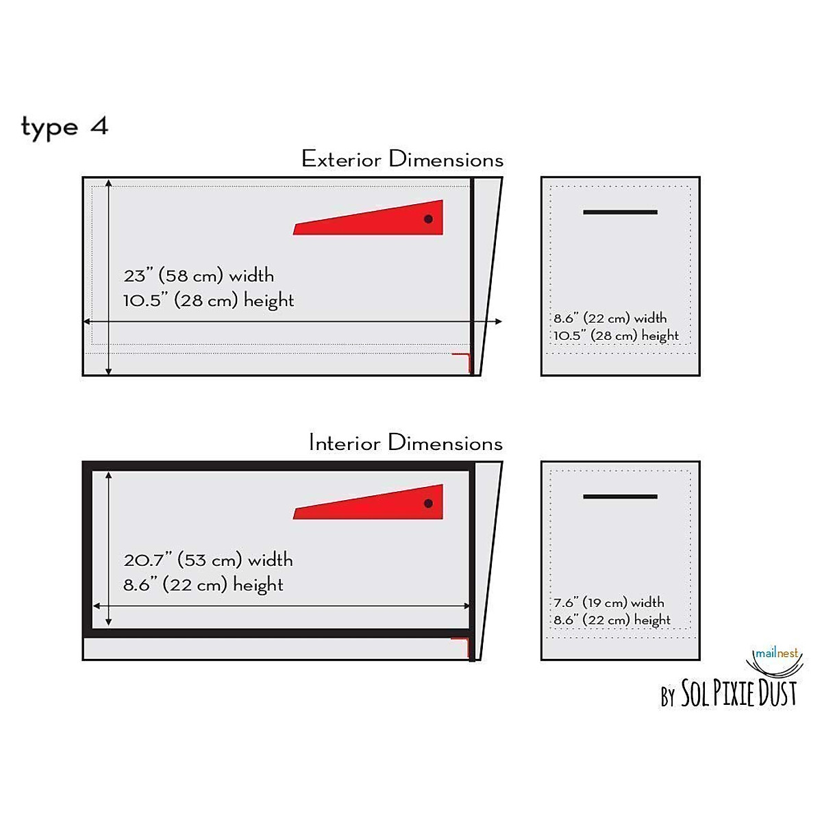 Contemporary Post Mount Mailbox/Aluminum Black Body and Aluminum Red Oak Door and Numbers, Custom Mailbox, Letterbox, Mailnest Type 4