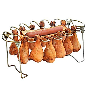 Chicken Leg Rack For Smoker Griller Oven - 12-Slot Fish-Shaped Chicken Wing Rack - Non-Stick, Easy To Use, Dishwasher Safe, Premium Quality Stainless Steel Chicken Rack