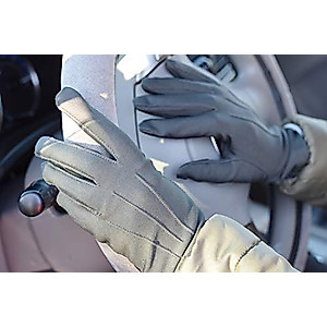 isotoner womens Stretch Classics Fleece Lined Winter Gloves, Black, One Size US