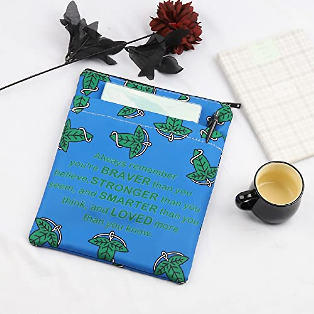 WSNANG Rings Movie Inspired Gift Elven Green Leaf Movie Book Sleeve with Zipper Movie Merchandise Book Protector Gift for Fans (Rings Always BS)