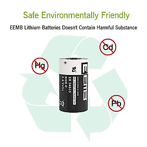 4Pack EEMB 3.6V D Cell Batteries ER34615 D Size Lithium Batteries 19000mAh Li-SOCL₂ Non-Rechargeable Battery LS-33600 XL-205F for CNC & Printing Machine Tool,Meter,Clock & 1 Year Manufacturer Warranty