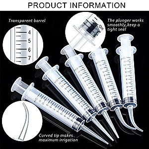 12 ml Plastic Syringes Set, Dental Syringe with Curved Tip and Straight Tip, Disposable Irrigation Syringe Mouthwash Cleaner for Oral Care, Animal Feeding, with Measurement (20 Pieces)
