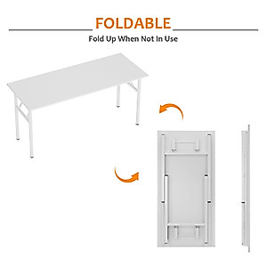 Need Computer Desk Office Desk 62 inches Folding Table with BIFMA Certification Computer Table Workstation, White AC5DW-157