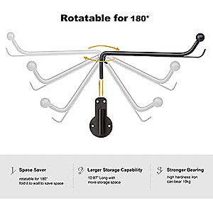 Mkono Hat Rack for Wall Baseball Cap Organizer Set of 2 and Wall Mounted Clothes Hanger with Swing Arm Set of 2