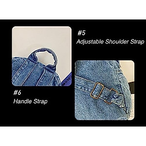 JHTPSLR Preppy Backpack Denim Backpack Casual Vintage Aesthetic Backpack Cowboy Backpack Daypack Book Bags Backpack Supplies (Light Blue)