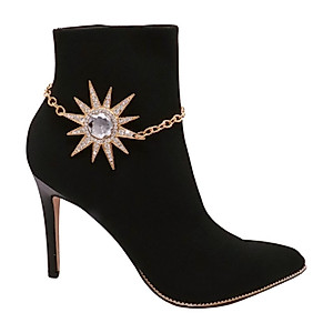 Trendy Fashion Jewelry Women Western Boot Chain Gold Metal Bracelet Anklet Shoe Star Sun Flower Charm Accessory