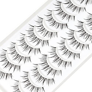 Anime Lashes With Clear Band Korean Lashes Natural Look 13mm Korean Eyelashes Wispy Anime Eyelashes 10 Pairs False Lashes Japanese Korean Natural Lashes Asian Lashes by Obeyalash
