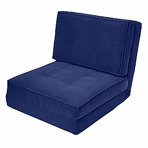 Urban Shop Ultra Suede Convertible Flip Chair, Blue 28.5D x 26W x 24H in