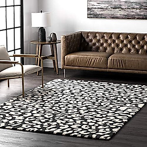 nuLOOM Rorie Leopard Print Wool Area Rug, 5' x 8', Black