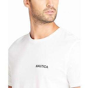 Nautica Men's Short Sleeve Crew Neck T-Shirt, Bright White Solid, Large