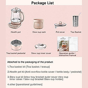 BUYDEEM K2693 Health Pot, Health-Care Beverage Electric Kettle with Thickened Glass, 9-in-1 Fully Automatic Programmable Brew Cooker, 1.5 L, Pink