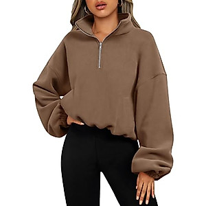 AUTOMET Womens Hoodies Oversized Half Zip Pullover Long Sleeve Fleece Sweatshirts Trendy Quarter Zip Fall Sweaters Teen Girls Y2K Clothes