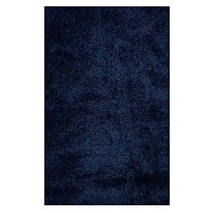 Brilliant Shag Navy Rug - Indoor Home Living Room Carpet, Size: 7'6" x 10'3", Soft, Plush Rug