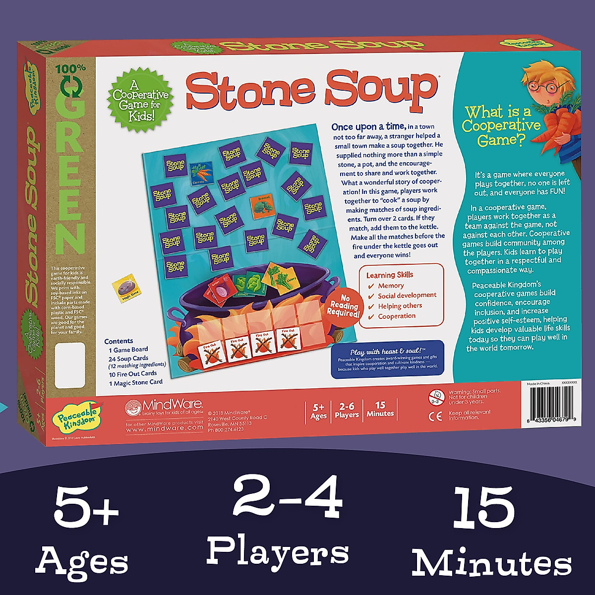 Peaceable Kingdom Stone Soup Cooperative Memory Board Game for Kids