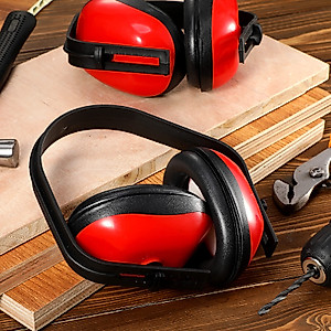 Maitys 6 Pcs Soundproof Earmuffs Hearing Protection Headphones Adjustable Padded Defender Noise Reduction Earplug for Kids (Red)