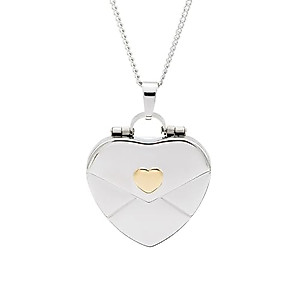 Women's Stainless Steel Engravable Gold Heart Envelope Locket, (20" long chain) - Personalized Secret Locket Necklace - Heart Locket - Custom Necklaces for Women - Gifts for Mom - Gifts for Mom