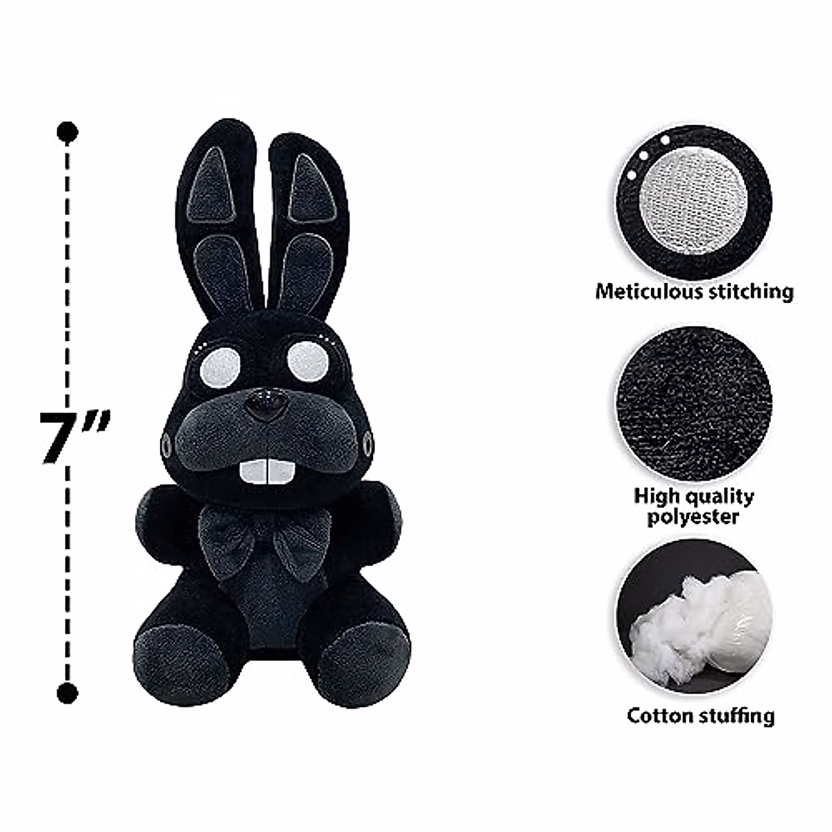 VNKVTL Shadow Bonnie Plush Birthday Gift for Kids, Toy Bonnie Plush with Soft and Comfortable Cotton, Decor Bonnie Stuffed Animal, Bonnie Plush Toy for All Ages, 7 Inch Game Plush.