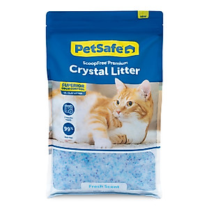 PetSafe ScoopFree Premium Fresh Scent Crystal Cat Litter, Superior Odor Control, Absorbs 5X Faster, Low Tracking for Less Mess, Lasts up to 2 Months, Lightly Scented (8 lb Bag)