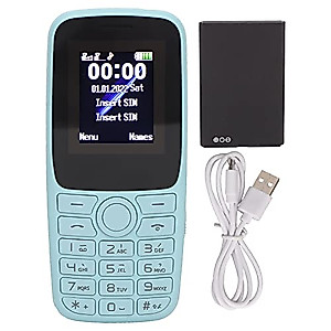 Unlocked Mobile Phone, Dual SIM Dual Standby Big Buttons 2G GSM Big Font 2.4 Inch Screen Senior Cell Phone for Home (Sky Blue)