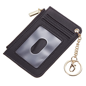 Toughergun Womens Keychain Wallet Slim Front Pocket Minimalist RFID Blocking Credit Card Coin Change Holder Purse Wallet (Black Smooth)