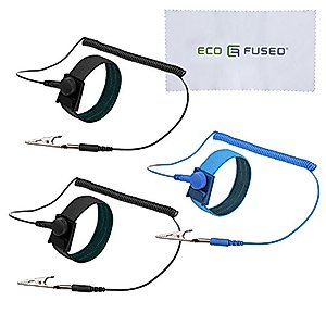 Anti Static Wrist Straps - 3 Pack - Reusable Anti-Static Wrist Straps equipped with Grounding Wire and Alligator Clip - Enables you to Ground Yourself while working on Sensitive Electronics