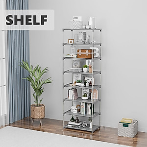LEMONIDEA Shoe Rack 8 Tier with Plastic Shelves Space Saving Narrow Shoe Storage Vertical Organizer 12 x 16.9 x 55.9 Inches for Entryway Bedroom Bathroom (Gray)