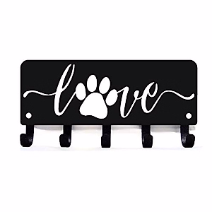The Metal Peddler Puppy Love Key Rack Hanger & Dog Leash Holder- 9 inch Wide - Made in USA