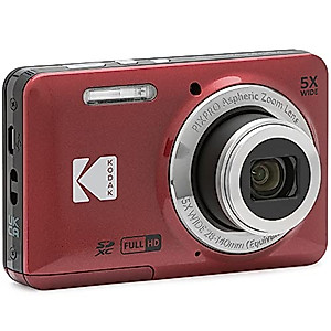 Kodak FZ55RD PIXPRO Digital Camera Red Bundle with Lexar 64GB High-Performance 800x UHS-I SDHC Memory Card Blue Series