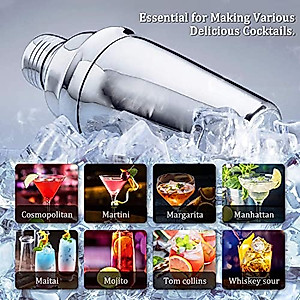 Cocktail Shaker Set Bartender Kit, NICEAO 10-Piece Bar Kit, 25oz Martini Shaker, Mixing Spoon, Double Jigger, Liquor Pourers, Muddler, Strainer and Ice Tongs, Professional Bar Set Tools