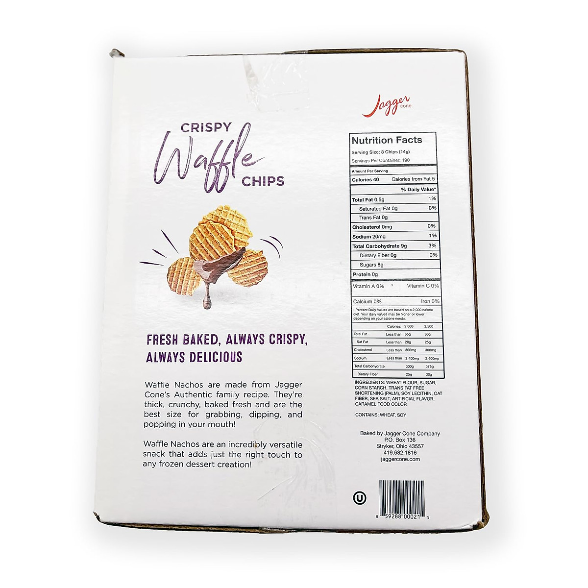 Jagger Cone Company Waffle Nachos, Crispy Waffle Chips for Ice Cream Nachos, 5.5 lb Box