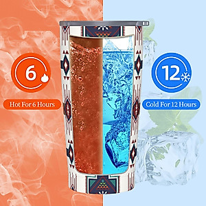 Uniwneds Native American Pattern Mugs Stainless Steel Tumbler With Lid And Straw 20 Oz Insulated Travel Coffee Mugs Cap Bottle Gifts For Women Men