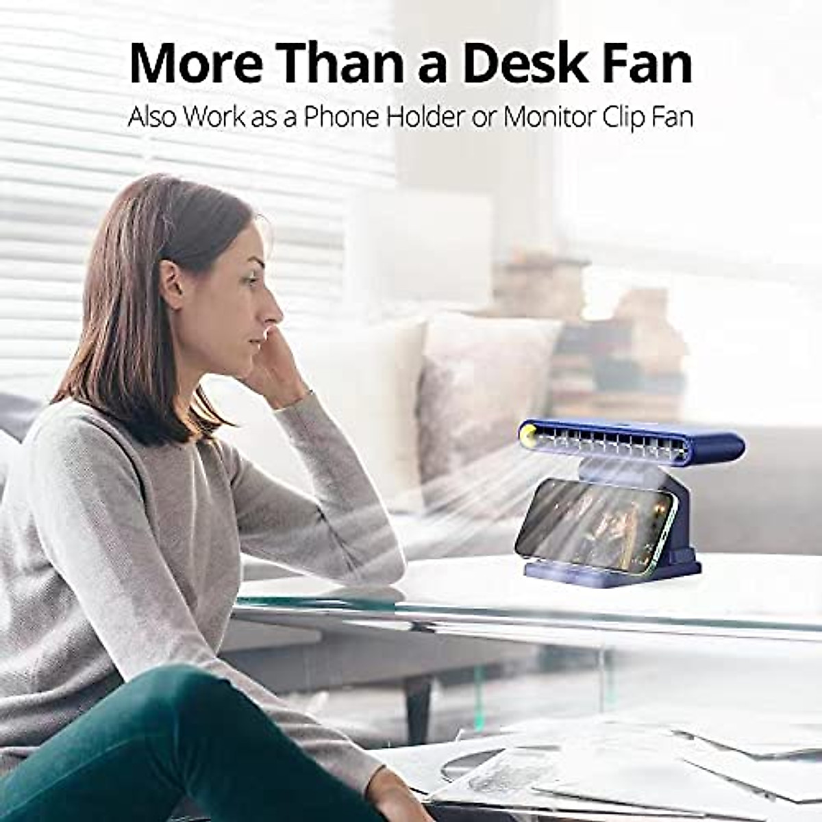 PALIFEL Portable Mini Desk Fan, Touch Control Table Fan, Quiet Cool & Air Circulating Monitor Clip on Fan for Office, 2400mAh Rechargeable Battery Operated Personal USB Small Fans for Home & Outdoor