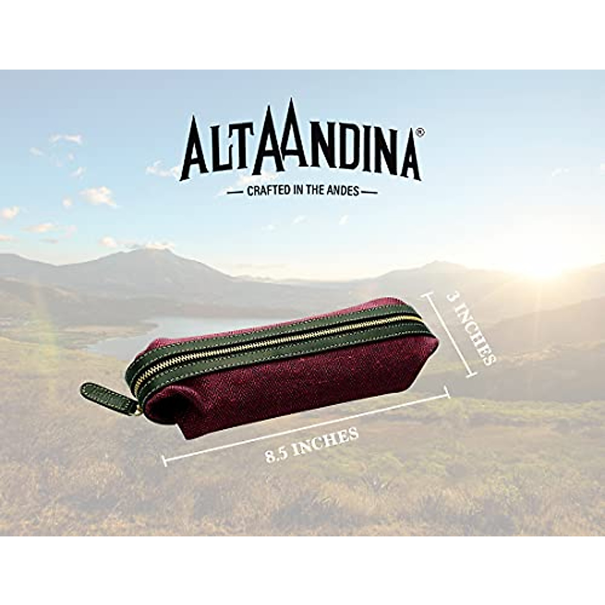 Alta Andina Pen & Pencil Case | Eco Pouch – Recycled Plastic Thread & Our Vegetable Tanned Leather | School & Office Supplies, Makeup, & Art Bag (Burgundy)