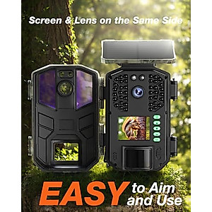 iZEEKER Trail Camera Solar, 4K 48MP Game Cameras with Night Vision Motion Activated IP66 Waterproof, 0.1s Trigger Time, High Capacity Built-in Lithium Battery for Wildlife Watching with 32GB SD Card