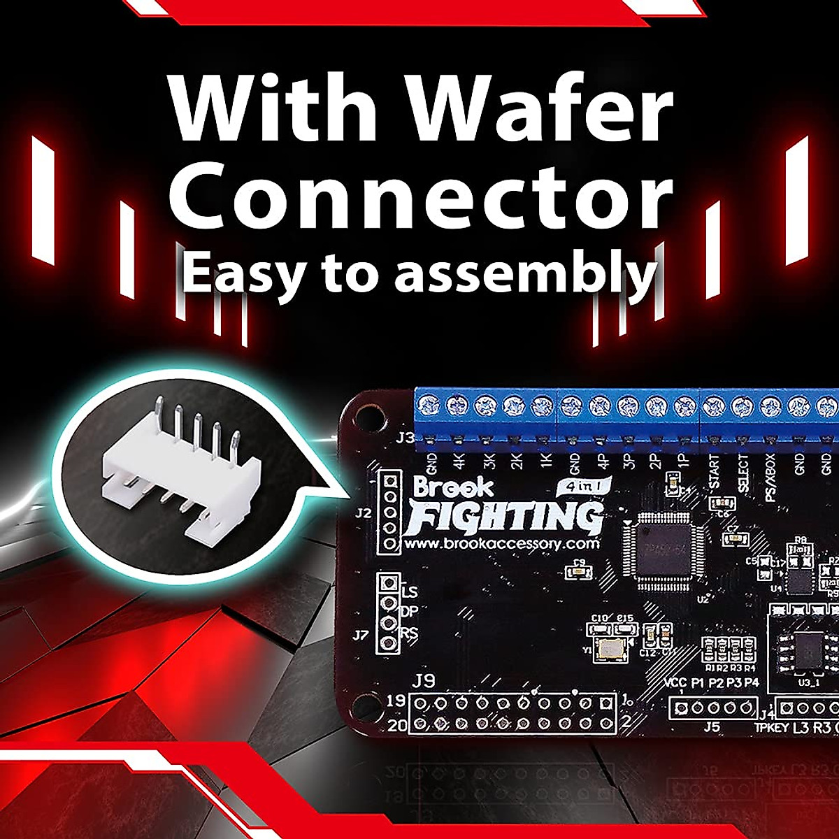 Brook UFB-UP5 Universal Fighting Board Upgrade Kit For PS5 Fighting Games - Small Size PCB Compatible with PS5 Wafer Connector included