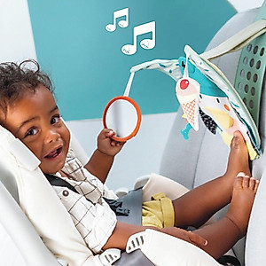 Musical Car Seat Toys for Babies 0-6 Months Baby’s Activity Center Carseat Toys Sensory Soft Car Seat Hanging Toy Baby Mirror for Baby Infant 0-6-12 Months, Sensory Gift